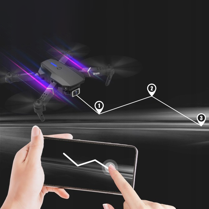 Drona de jucarie E90 Pro, cu accesorii, Wi-Fi, 2.4GHz, 4K, 250m ...